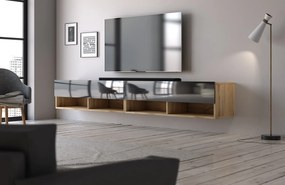 Závěsný TV stolek Derby 280 cm dub Wotan/černý