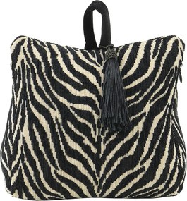 Krémovo-černá bavlněná dveřní zarážka Zebra - 10*21*17cm