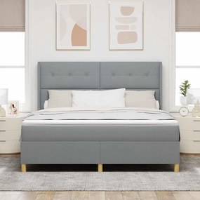 Postel s boxspringem s čelo Světle šedá 180 x 200 cm textil 3341847