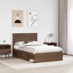 Rám postele s čelo Hnědý dub 120 x 200 cm Masivní borové dřevo 3409387
