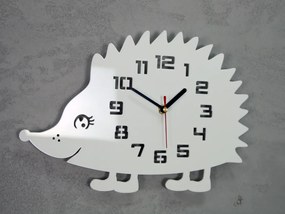 M.Clock Nástěnné hodiny Ježek akrylové sklo 34x26cm různé barvy Barva: Bílá