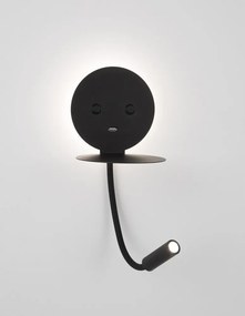 Černé hliníkové LED nástěnné svítidlo s ohybatelnou konstrukcí/s USB portem Eclip – Nova Luce