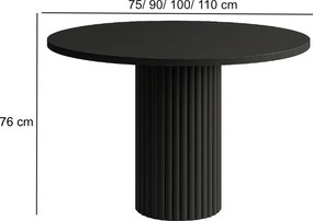 NW Kulatý jídelní stůl NESTORIO 2, 90 cm Barva/ dekor: Černá, Barva nohy stolu: Černá