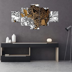 Obraz - Leopard mezi květy (125x70 cm)