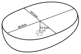 BPS-koupelny Keramické umyvadlo na desku HYD-NO-WH-480 48x34,5 cm, bílé