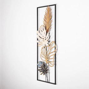 Wallexpert Dekorativní kovový nástěnný doplněk Palm Leaves, Vícebarevná