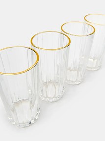 Sinsay - Sada rýhovaných sklenic se zlatým okrajem 4 pack - clear