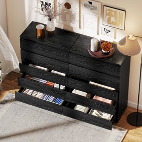 HOMCOM komoda do ložnice s 5 zásuvkami, zásuvková skříň do obývacího pokoje, kanceláře, moderní design 77x40x111,5 cm, černě dřevěný