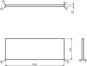Sapho WOODY deska 1000 x 28 x 360 mm masiv přírodní dub WD106-70