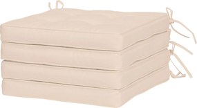 Sada polstrů na jídelní židle Outsunny 42x42x5 cm, Set 4 ks, voděodolné zahradní polstry s 2 upevňovacími pásky, krémová | Aosom