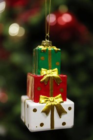 Klasik závěsná vánoční ozdoba dárky 10cm