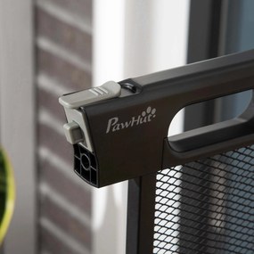 PawHut Zabradlí pro psy, Ochrana schodů, Bezvrtací záchrana, Bariéra pro šířku 75-103 cm, Automatické zavírání, Pro děti a kočky, Ocel, Černá