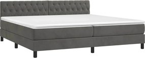 Box spring postel s matrací a LED tmavě šedá 200x200 cm samet 3134604