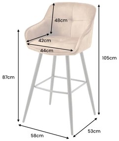 Designová barová židle Natasha hnědý samet