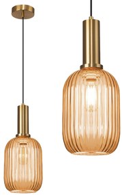 Toolight Skleněná závěsná stropní lampa oranžová APP458-1CP