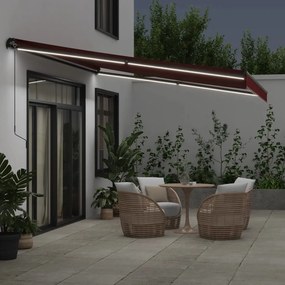 Ručně zatahovací markýza s LED světly burgundská 450 x 350 cm 3215003