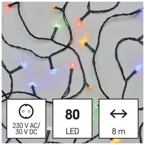 Vánoční osvětlení EMOS D4AM02 ZY0812T 80LED řetěz 8m multicolor s časovačem