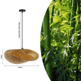 Immax BOHO HILO designové závěsné svítidlo, D60cm. E27, bambus