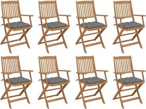 vidaXL Skládací zahradní židle s poduškami 8 ks masivní akácie [3075101] Barva: krémová