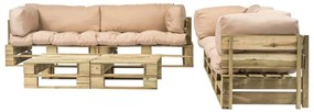 vidaXL 6dílná zahradní sedací souprava z palet a pískové podušky dřevo
