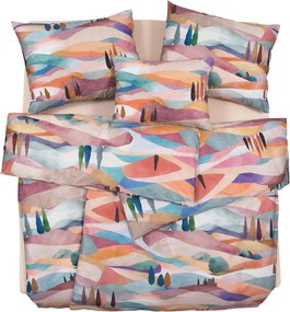 SCANquilt povlečení SATÉN DESIGN tuscany meruňkovotyrkysová 240 x 200/70 x 90 cm