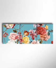 Malvis ® Obraz Jarní květiny na modrém podkladu ROZMĚR (šířka x výška): čtyřdílný čtverec 80x80 cm