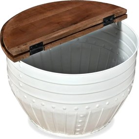 vidaXL Konferenční stolek, masivní recyklované dřevo, , tvar sudu [245254] Barva: Bílá
