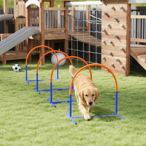 Výcviková sada PawHut pro psy agility 4-dílná sada s přenosnou taškou Blue Orange 88 x 64 x 95 cm pro efektivní výcvik a zábavu psů