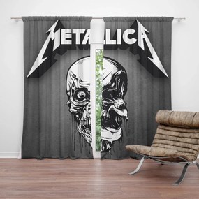 Sablio Závěs METALLICA Lebka Šedá: 2ks 140x250cm