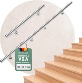 Monzana Zábradlí sada 3 ks nerezová ocel 4,2 × 300 cm