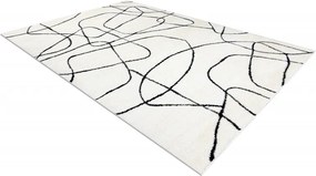 Dywany Łuszczów, Kusový koberec Mode 8522 abstract cream/black, 80x150, bílá, chodba / předsíň