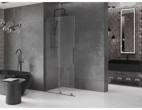 Mexen Velar L, posuvná sprchová zástěna Walk-in 100 x 200 cm, 8mm čiré sklo, grafit broušený, 871-100-003-03-66