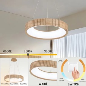 Brilagi - LED Lustr na lanku FALCON WOOD MODERN LED/30W/230V pr. 45 cm dřevo