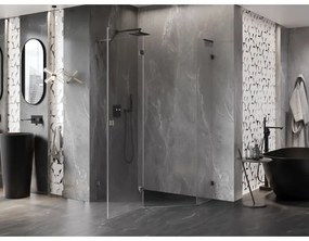 Mexen Lunar, L pětiúhelníkový sprchový kout naklápěcí doleva 100x80 cm, 8mm čiré sklo, profil grafit broušený, 831L-100L-080P-66-00-L