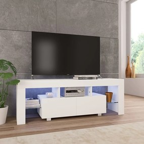 TV skříňka s LED osvětlením bílá s vysokým leskem 130x35x45 cm - Default Title