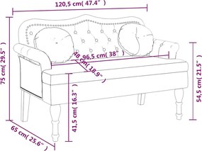 vidaXL Lavice s polštáři 120,5 x 65 x 75 cm samet [372140] Barva: Tmavě šedá