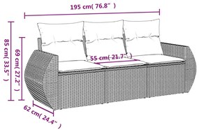 3dílná zahradní sedací souprava s poduškami béžová polyratan - Default Title