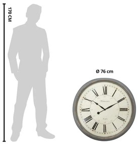 Šedo-béžové antik nástěnné hodiny Willi - Ø 76*6 cm / 1*AA