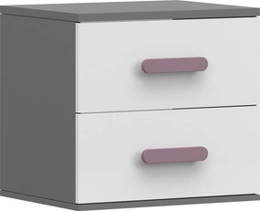 IDZ Noční stolek SMYK II 22, 55 cm Bílá + Grafit / Barevné úchytky Barva: Grafit