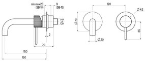 Sapho Ultrasan umyvadlová baterie podomítková dvouprvková hubice 16 cm černá matná chrom UT118VBC