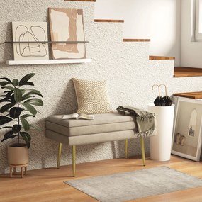 HOMCOM Čalouněná Lavice se Skl储em, Sametový Vzhled, Lavice s Ocelovými Nohami, Botníková Lavice, Úložná Lavice pro Obývací Pokoj, Ložnici, Béžová, 79…