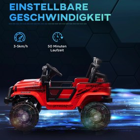 AIYAPLAY HOMCOM Elektrické dětské auto, terénní vozidlo 12 V 3-5 km/h s připojením na hudbu, dětské vozidlo s dálkovým ovládáním 2.4G, světlomety, kl…