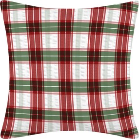 Krepový perkálový povlak na polštář Kostka - červenozelený Velikost: 40 x 40