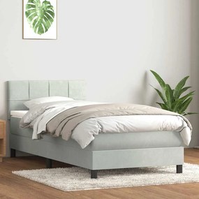 Box spring postel s matrací a LED Světle šedá 90x220 cm Samet 3316911
