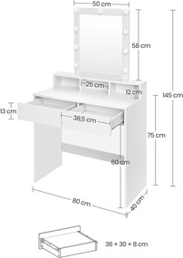 Kosmetický toaletní stolek Velisa 145 cm bílý