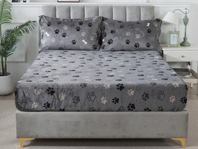 XPOSE® Mikroplyšové prostěradlo TLAPIČKY Exclusive - šedé 180x200 cm