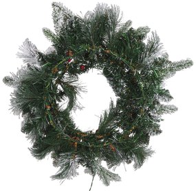 Zasněžený osvícený vánoční věnec ⌀ 55 cm bílý WHITEHORN Beliani