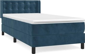 Box spring postel s matrací tmavě modrá 100x200 cm samet 3131187