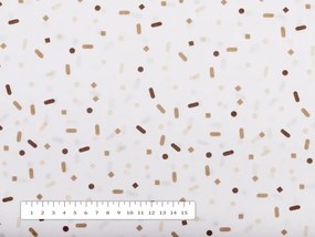 Biante Bavlněný oválný ubrus Sandra SA-396 Hnědo-béžové konfety na bílém 50x100 cm