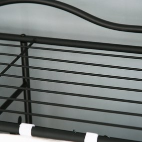 HOMCOM Šatní skříň pro dospělé s 5 policemi, oblečení a šatní tyčí, 84L x 42W x 159H cm, kovová černá s 2 bílými závěsy